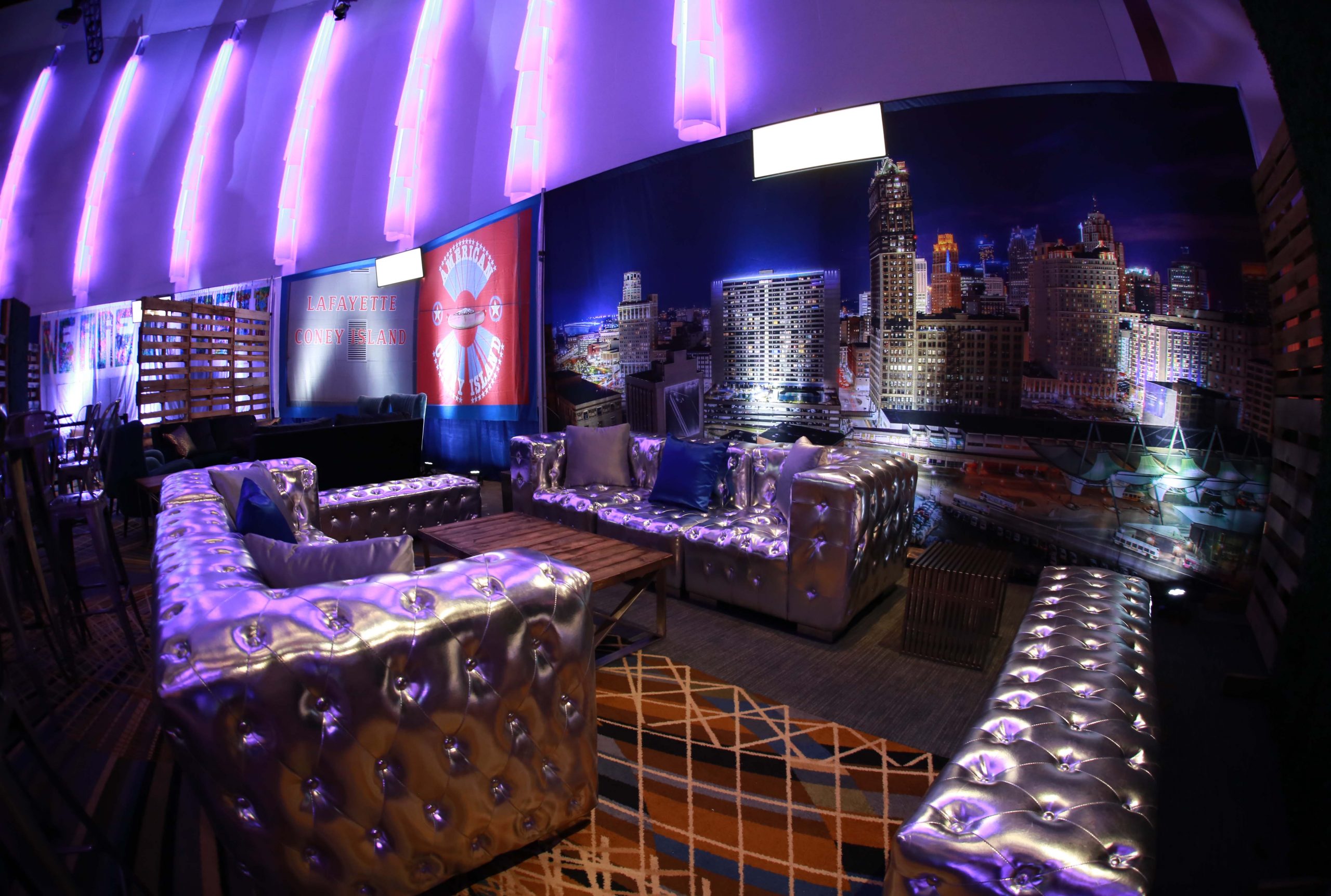 Downtown Detroit Night Skyline Backdrop - Display Group